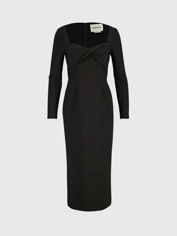 Roland Mouret Square Neckline Crêpe Midi Sheath Dress