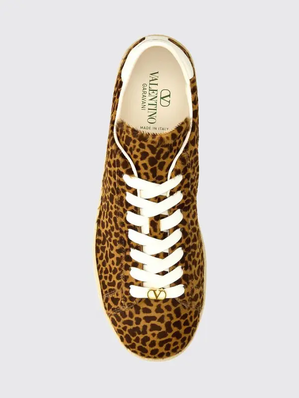 Valentino Garavani Leopard Print Lace-up Sneakers - Biscuit
