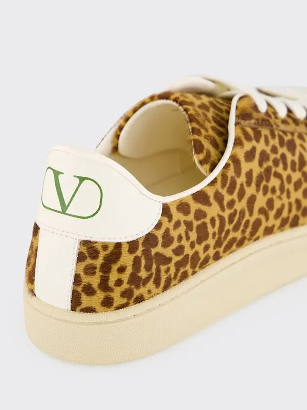 Valentino Garavani Royco Animal-print Pony Hair Low-top Sneakers - Brown