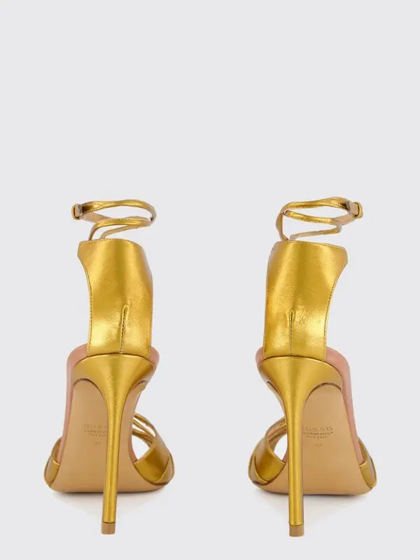 FRANCESCO RUSSO Laminated Leather High-heeled Sandals With Ankle Strap