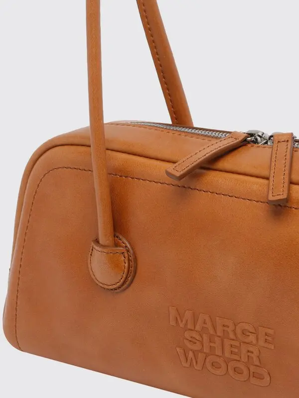 MARGESHERWOOD Boston Smooth Calfskin Leather Shoulder Bag With Double Handle
