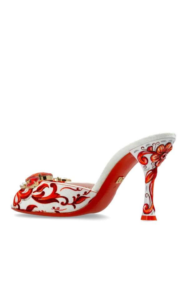 Dolce & Gabbana Heeled Slides With Majolica Print