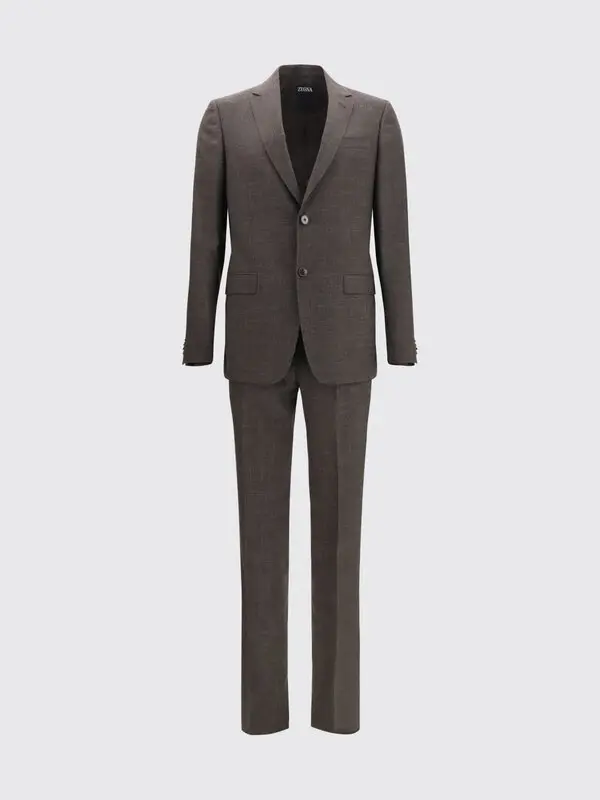 Zegna Single-breasted Suit In Wool And Linen With Notch Lapels
