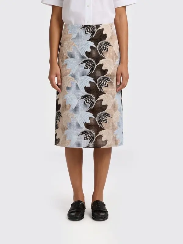 Marni Floral Crochet Cotton Midi Pencil Skirt - White