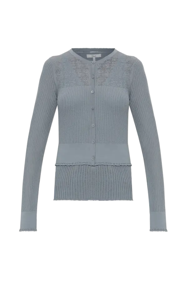 Chloé Wool Cardigan With Top - Blue
