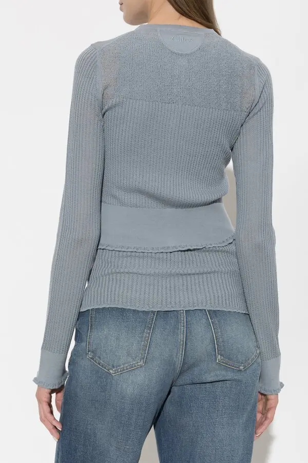 Chloé Wool Knit Cardigan And Camisole Set