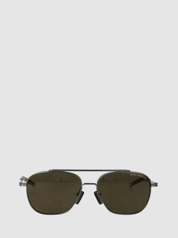 Dita Rectangular Metal Aviator Sunglasses With Double Bridge