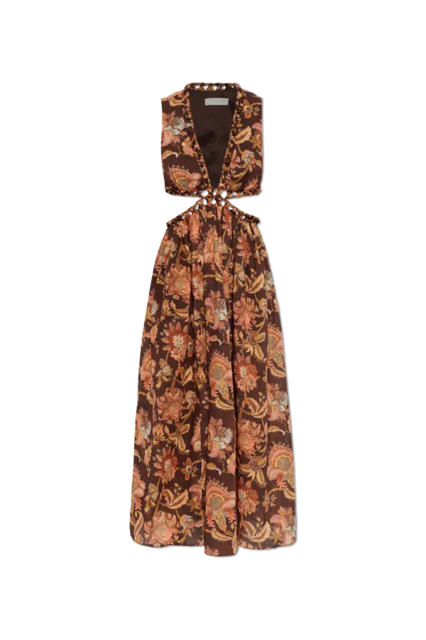Zimmermann Dress With A Waist Cut-out - Brown