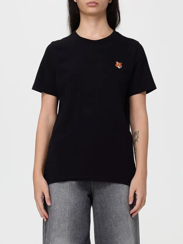 Maison Kitsuné Organic Cotton T-shirt With Logo - Black