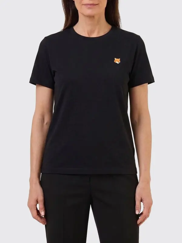 Maison Kitsuné Organic Cotton T-shirt With Logo - Black
