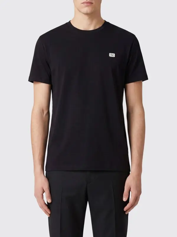 Valentino Garavani Slim Fit Cotton T-shirt With Vlogo Signature - Black