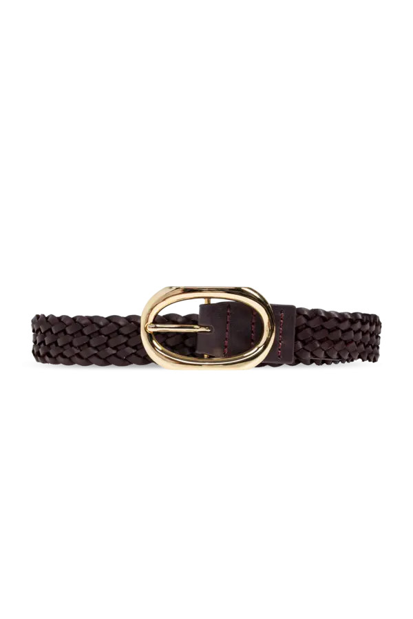 ANINE BING Signature Link" Leather Belt - Brown
