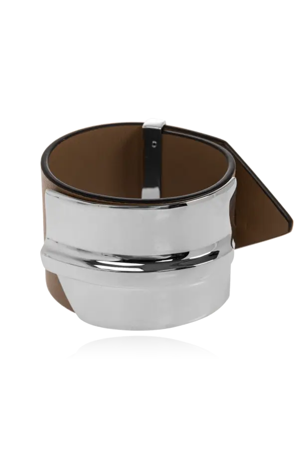 Max Mara Tavola Leather And Brass Cuff Bracelet - Brown