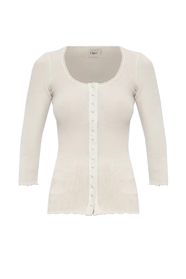 Chloé Ribbed Fitted Top - Cream