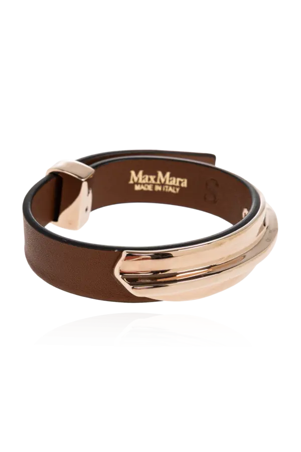 Max Mara Agia" Leather And Gold-tone Bracelet - Brown