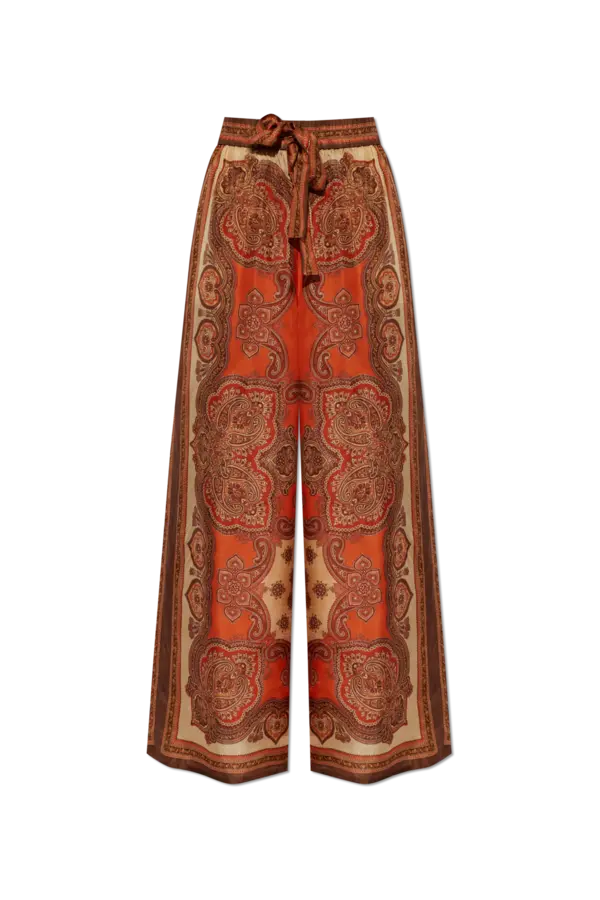 Zimmermann Silk Wide-leg Pants - Brown