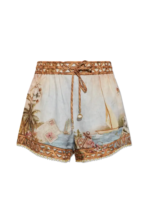 Zimmermann Linen Shorts With Print - Multicolour
