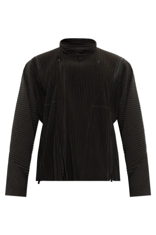 Issey Miyake Pleated Jacket With A Stand-up Collar