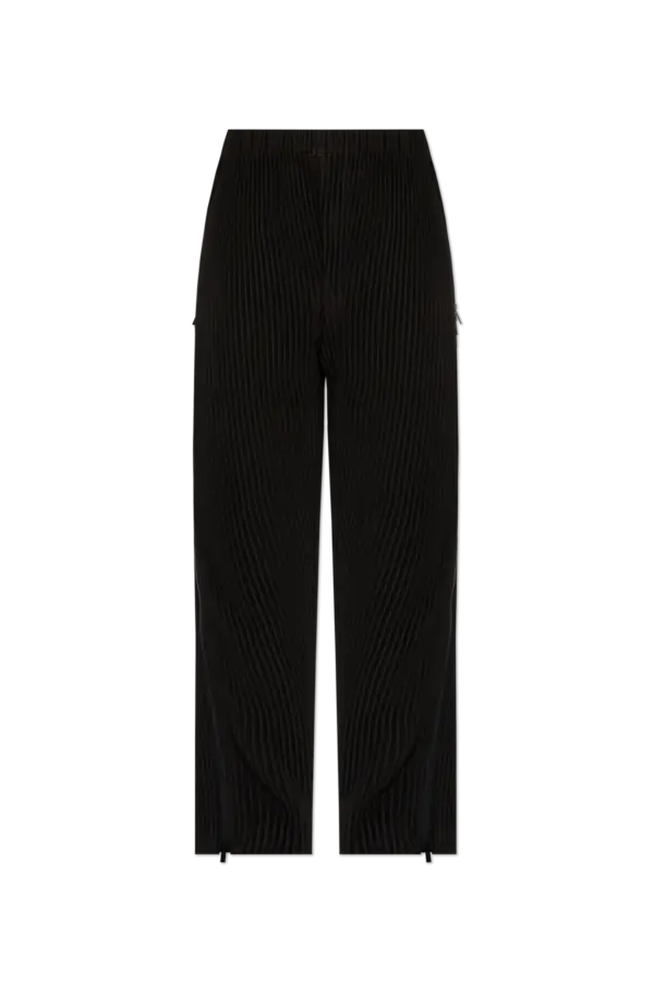Issey Miyake Pleated Trousers With Zippers In The Legs - Black
