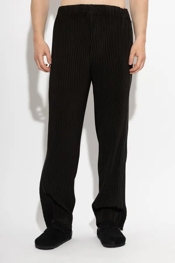 Issey Miyake Pleated Trousers With Zip Cuffs