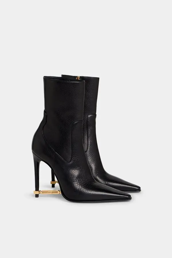 Dsquared2 Metal Bar Heeled Ankle Boots - Black
