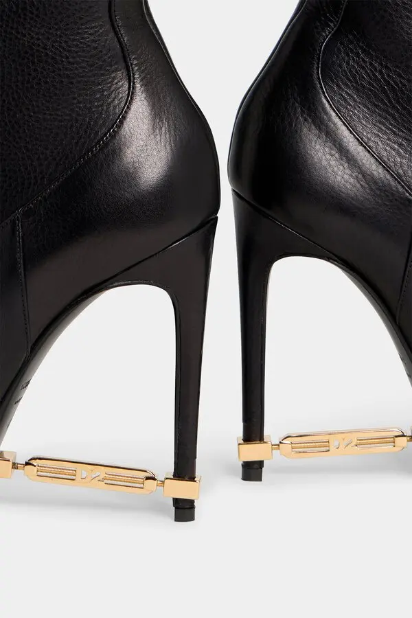 Dsquared2 Metal Bar Heeled Ankle Boots - Black