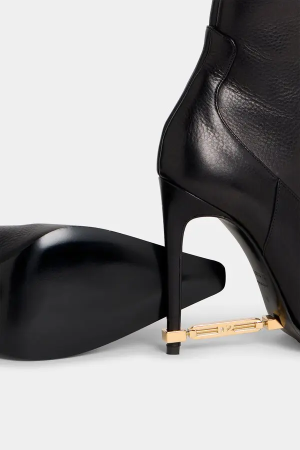Dsquared2 Metal Bar Heeled Ankle Boots - Black