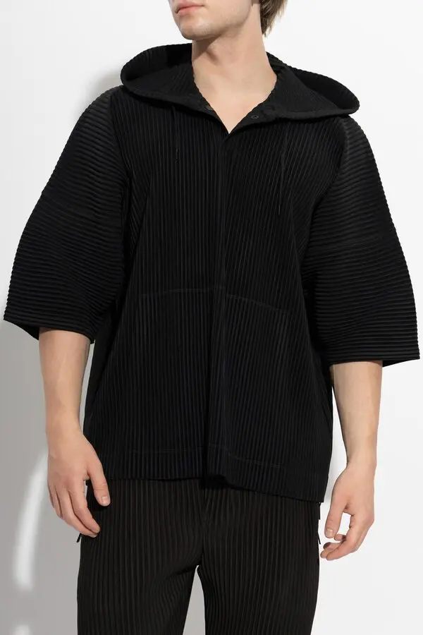 Issey Miyake Pleated Short Sleeve Hoodie