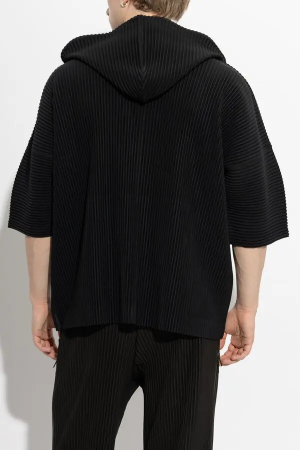 Issey Miyake Pleated Short Sleeve Hoodie