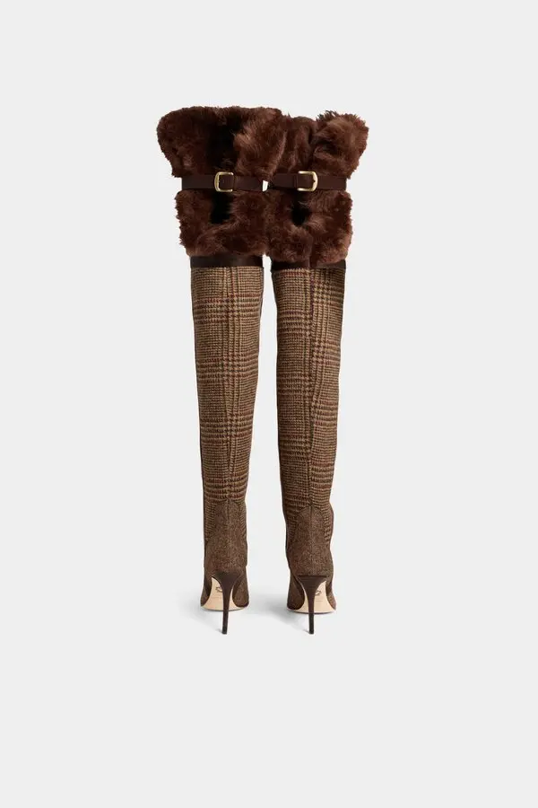 Dsquared2 Checked Thigh-high Stiletto Boots
