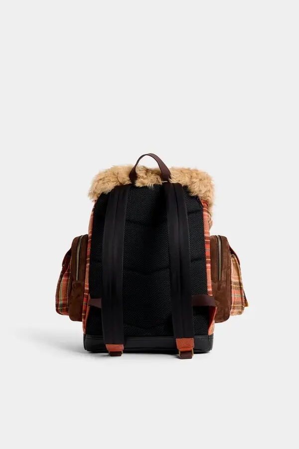 Dsquared2 Checked Wool Cottage Backpack With Faux Fur Flap - Fantasy