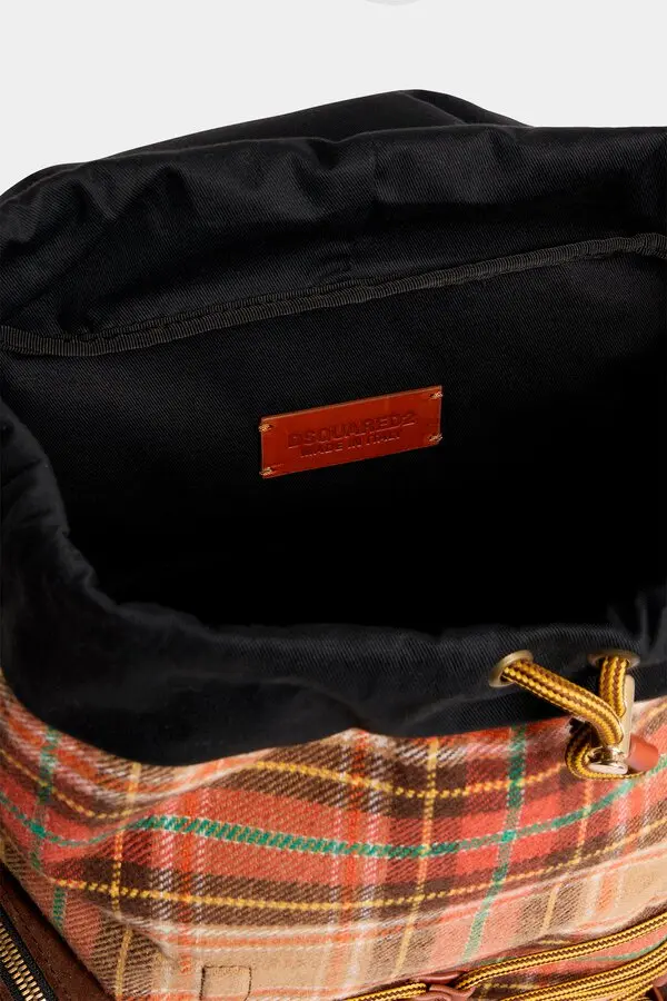 Dsquared2 Checked Wool Cottage Backpack With Faux Fur Flap - Fantasy