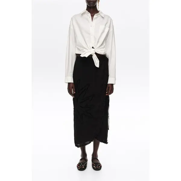 Bimba Y Lola Fringed Sarong Midi Skirt