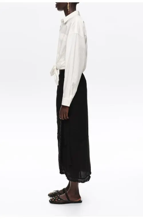 Bimba Y Lola Fringed Sarong Midi Skirt