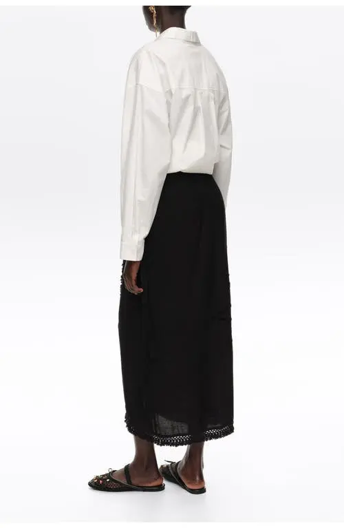 Bimba Y Lola Fringed Sarong Midi Skirt