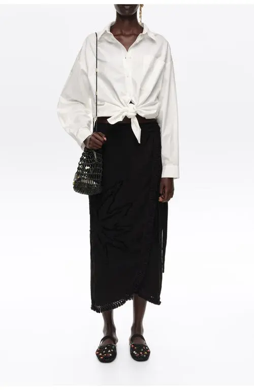 Bimba Y Lola Fringed Sarong Midi Skirt
