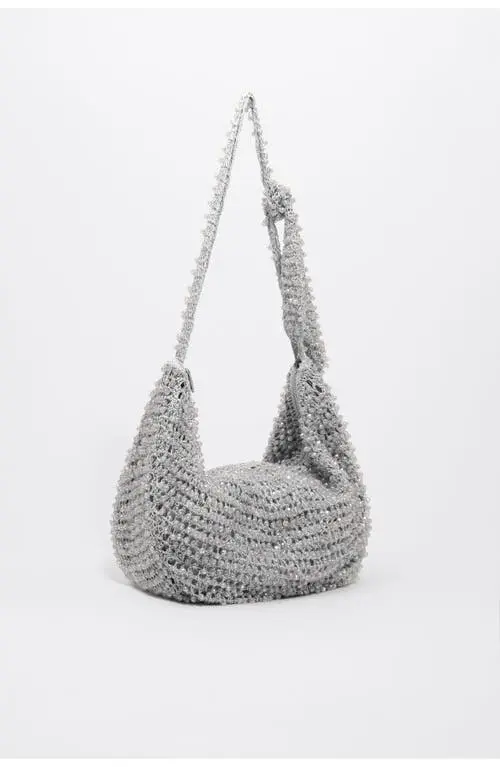 Bimba Y Lola Medium Crochet Beaded Shoulder Bag