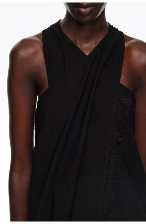 Bimba Y Lola Fringed Wrap Midi Dress