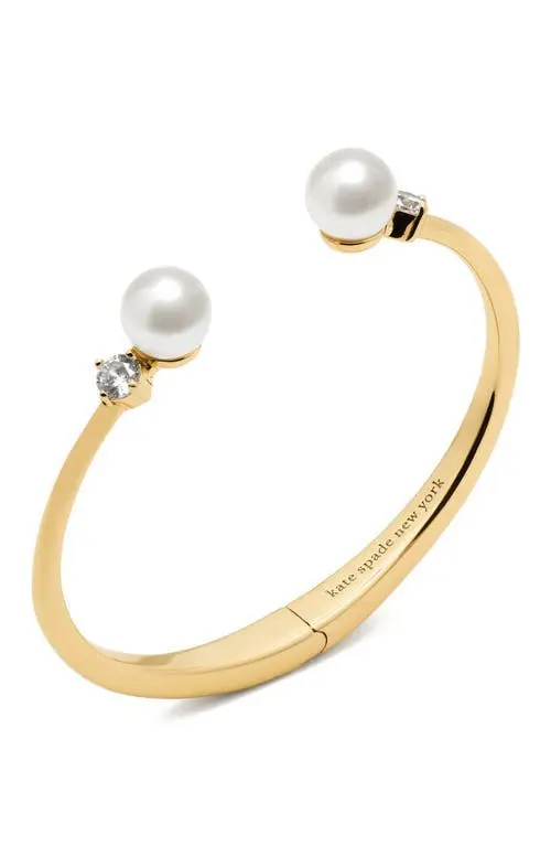 Kate Spade New York Imitation Pearl & Cubic Zirconia Open Hinged Cuff