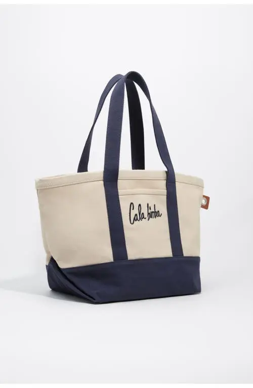 Bimba Y Lola Cotton Maxi Beach Bag - Light Navy