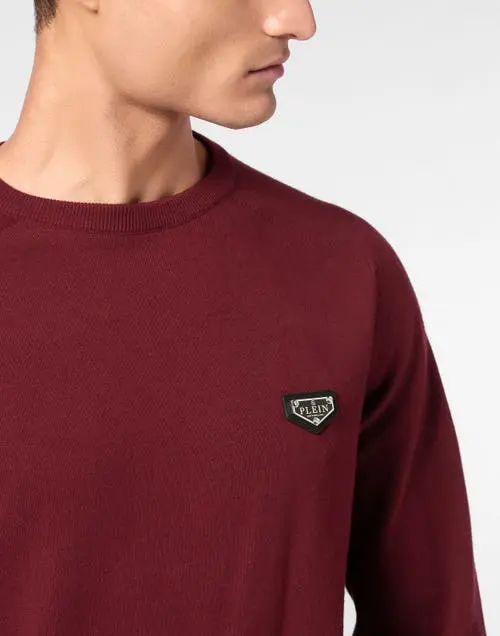 Philipp Plein Pullover Round Neck Long Sleeve Wool Sweater - Bordeaux