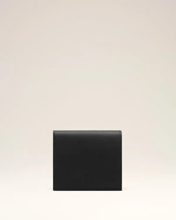 AMI Paris Cowhide Leather Bifold Wallet With De Coeur - Black