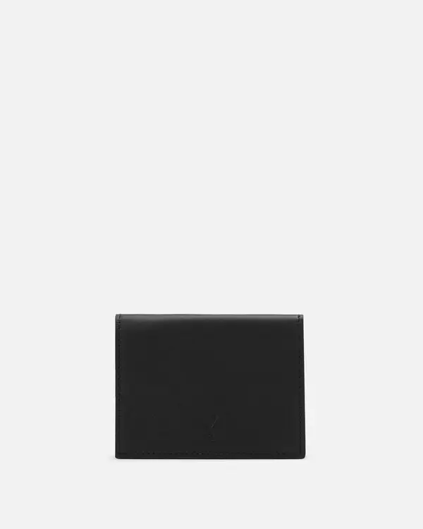 AMI Paris Cowhide Leather Trifold Wallet With De Coeur - Black