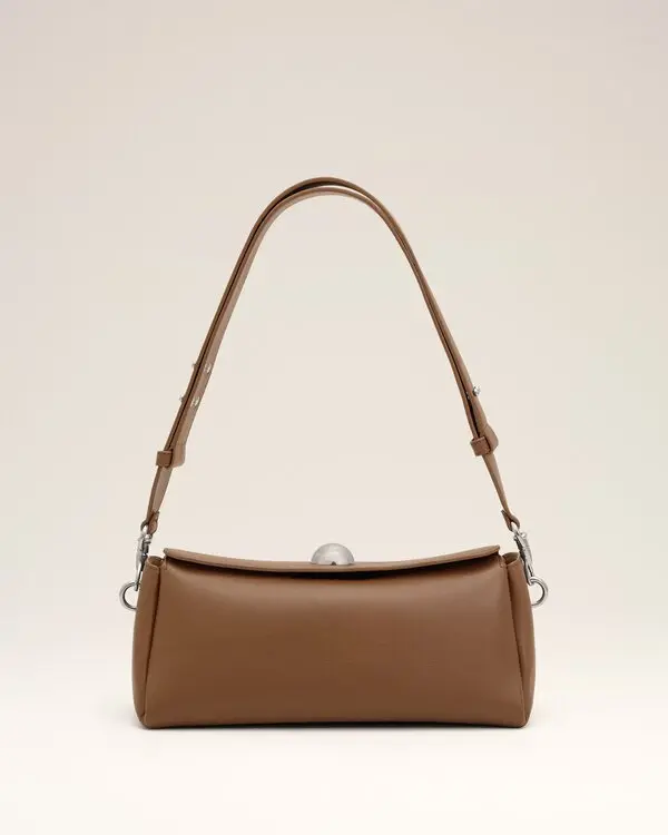 AMI Paris Brown Cow Leather Carrousel Bag Brown