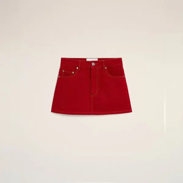AMI Paris Red Cotton Mini Skirt - Ruby Red