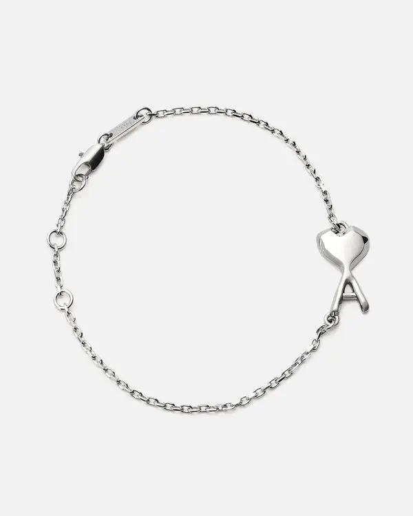 AMI Paris Brass Bracelet With Hammered De Coeur Motif - Silver