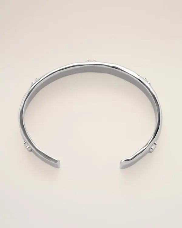 AMI Paris Brass Bracelet With Hammered De Coeur Motif - Silver