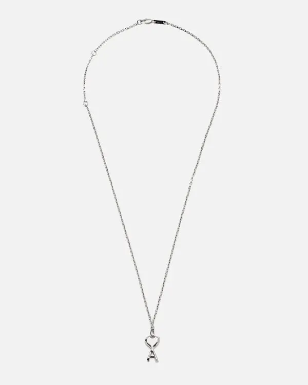 AMI Paris Brass Necklace With De Coeur Charm - Silver