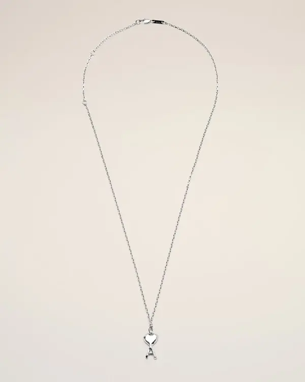AMI Paris Brass Necklace With De Coeur Charm - Silver