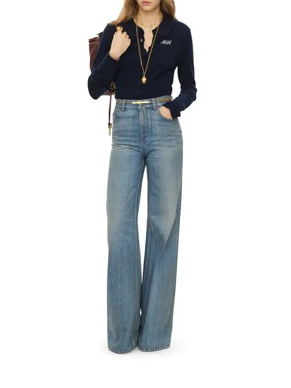 Chloé Fitted Logo Cardigan In A Wool Knit